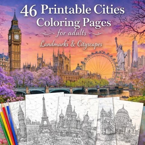 46 Printable City Coloring Pages for Adults: Urban Escapes