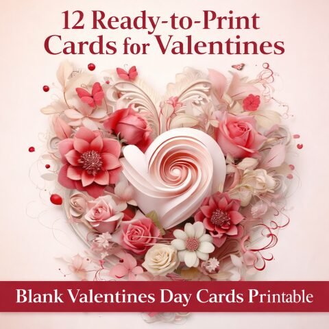 12 Blank Foldable Cards for Valentines — DIY Printable PDF