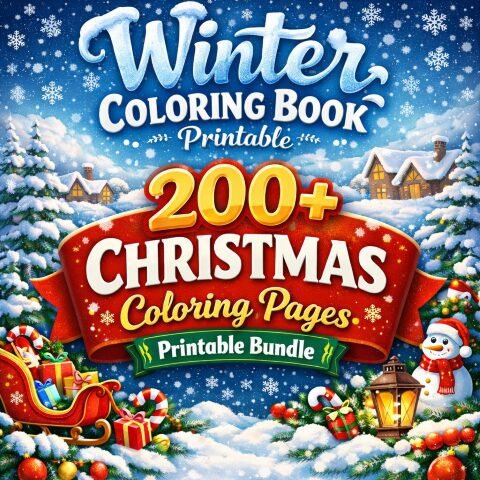 Winter Coloring Book Printable — 200+ Cozy Christmas Pages